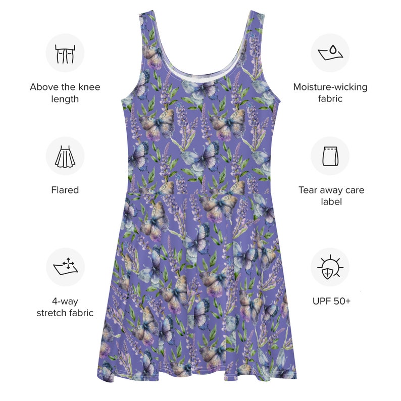 Lavender Butterfly Sundress for Women, Purple Butterfly Floral Summer ...