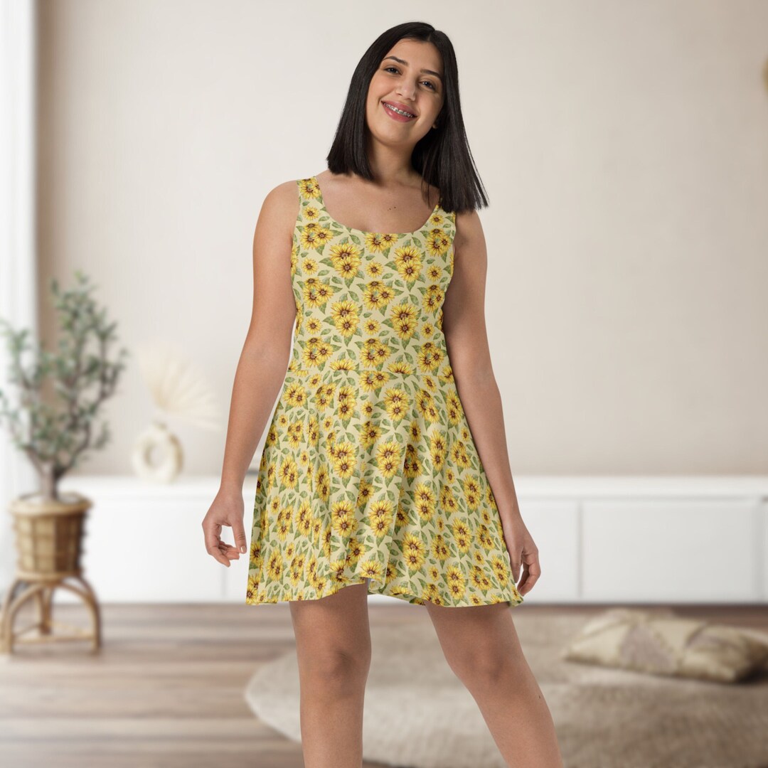 Sunflowers Sundress for Women, Yellow Floral Summer Dress, Flowers ...