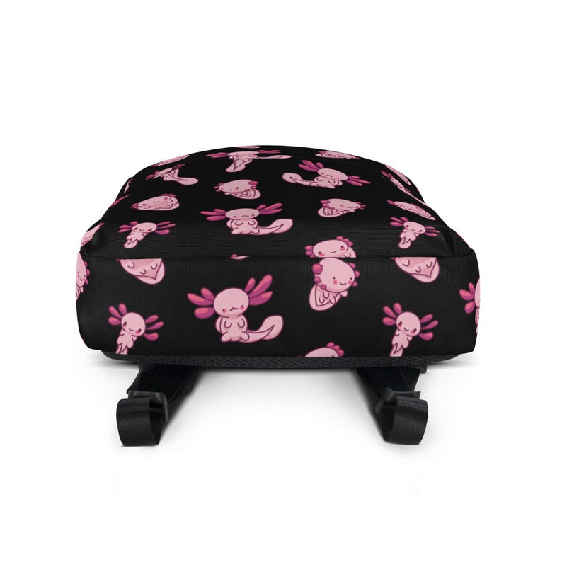 Axolotl Backpack for Women, Pink and Black Bookbag, Axolotl Lovers Gift ...