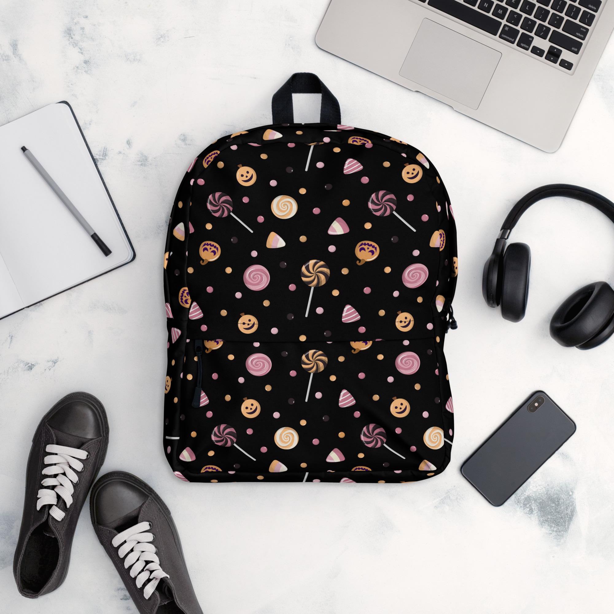 Halloween Candy Backpack for Women, Fall Sweets Water Resistant Bag for ...
