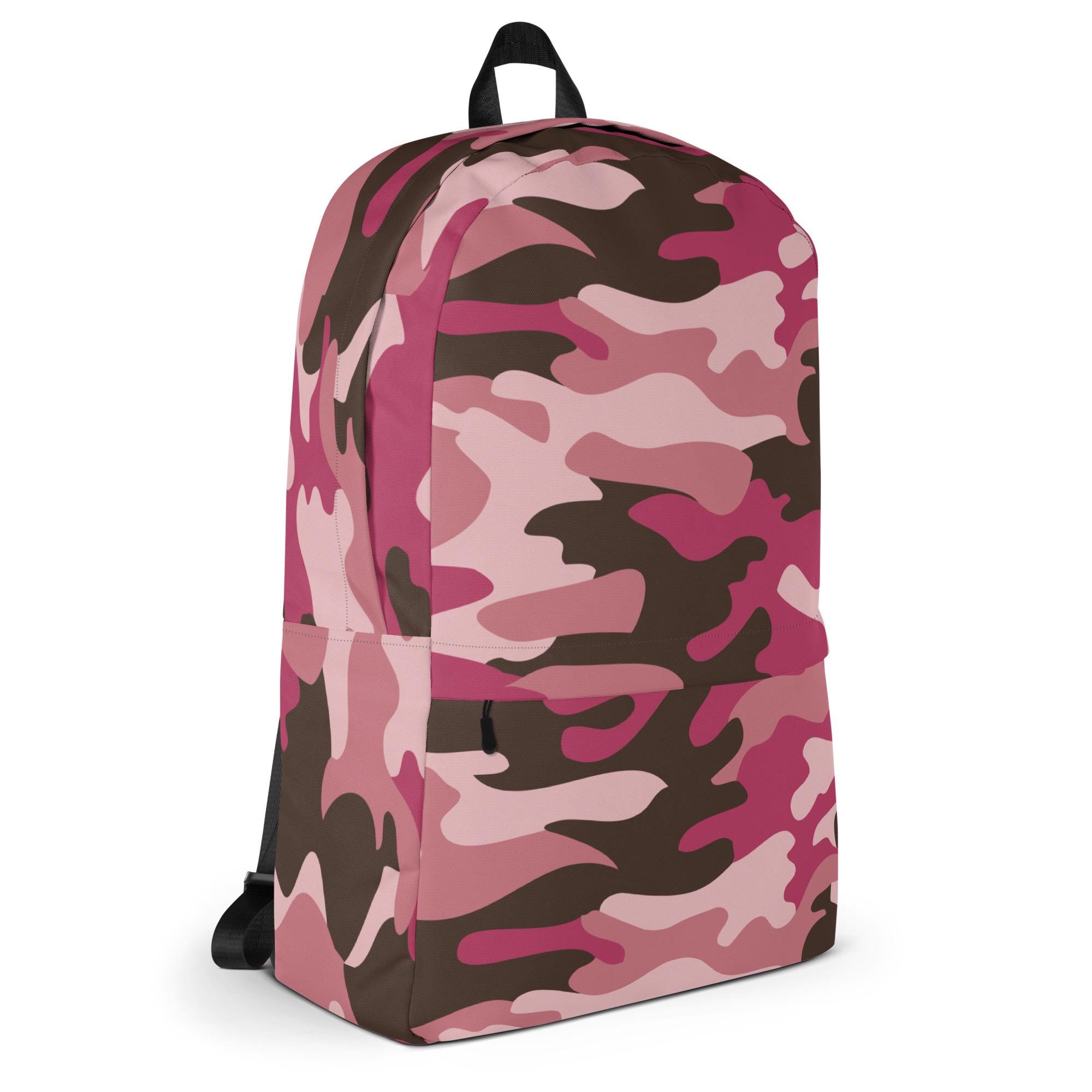 Pink Camo Backpack for Women, Custom Military Water Resistant Bookbag ...