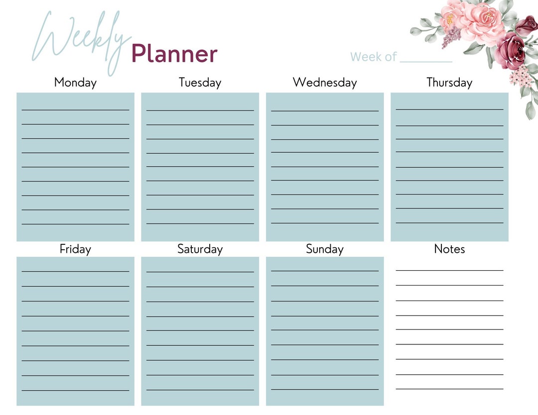 Mint & Plum Weekly Planner - Etsy