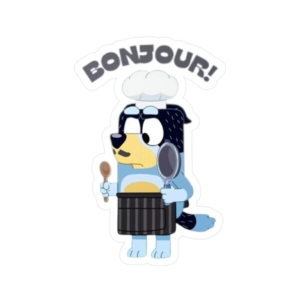 Bluey bonjour sticker - Etsy España
