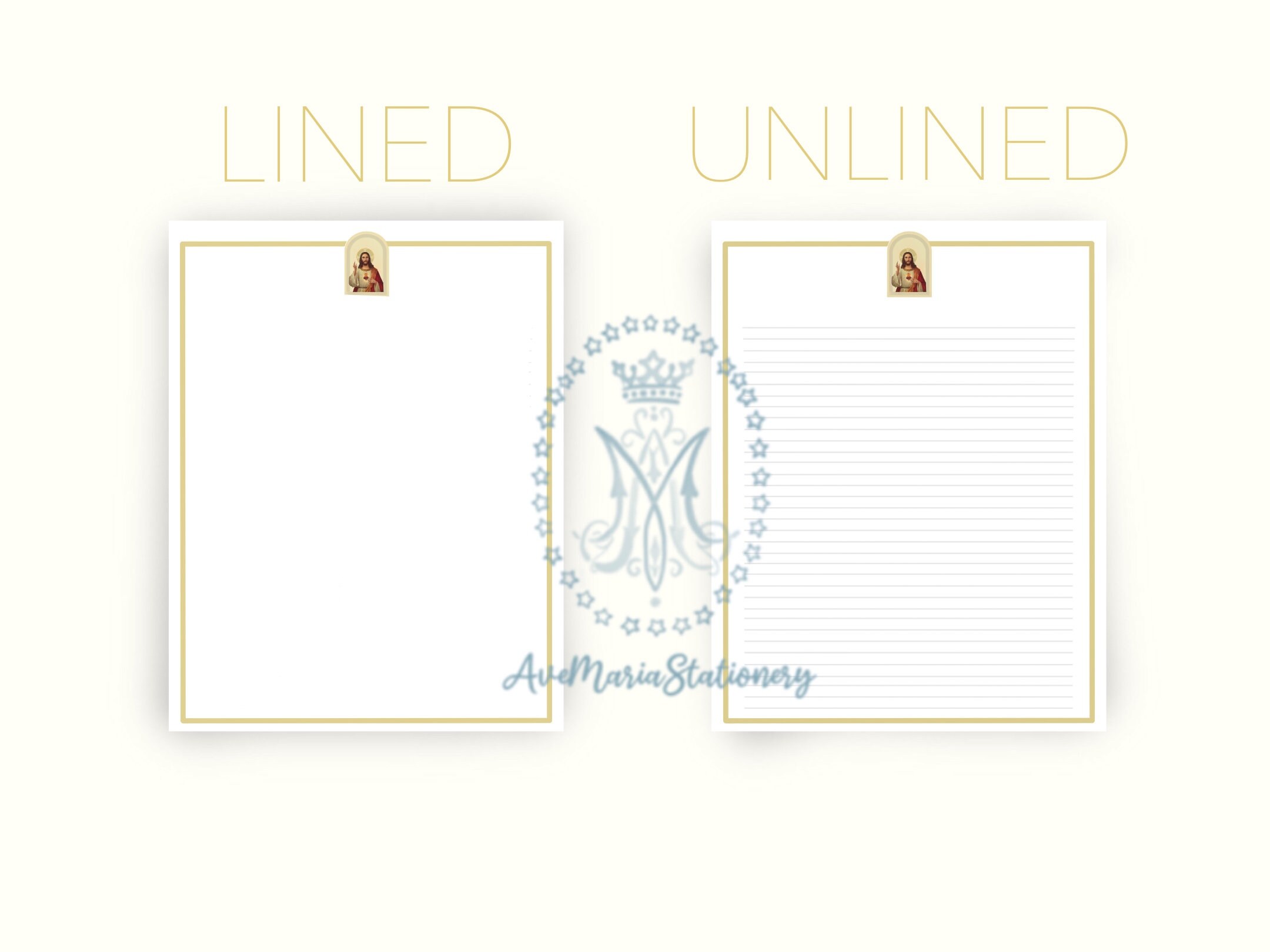 Catholic Letter Paper Sacred Heart Design (8.5x11) - Faith Notes ...