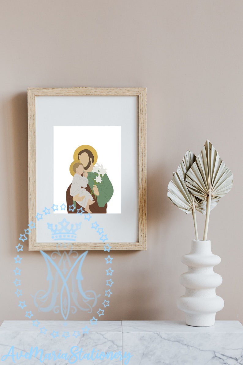 Printable St. Joseph Catholic Art Print - Digital Download (4x6, 5x7, 8 ...
