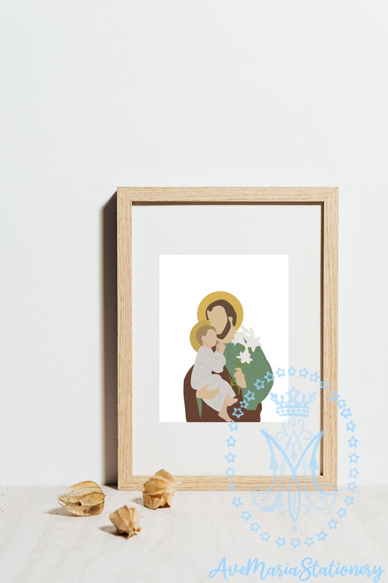 Printable St. Joseph Catholic Art Print - Digital Download (4x6, 5x7, 8 ...