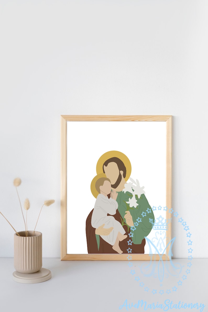 Printable St. Joseph Catholic Art Print - Digital Download (4x6, 5x7, 8 ...