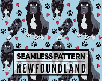 Newfoundland Family Fabric Newfoundland Dog Family Fabric by Dogdaze ...