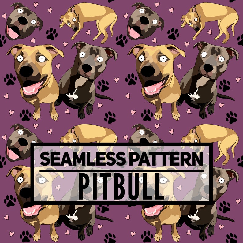 Pitbulls Seamless Repeat Pattern, Pitbulls Seamless File, Digital ...