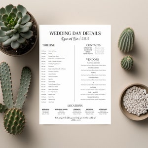Editable Wedding Day Timeline Template (PDF) - Etsy
