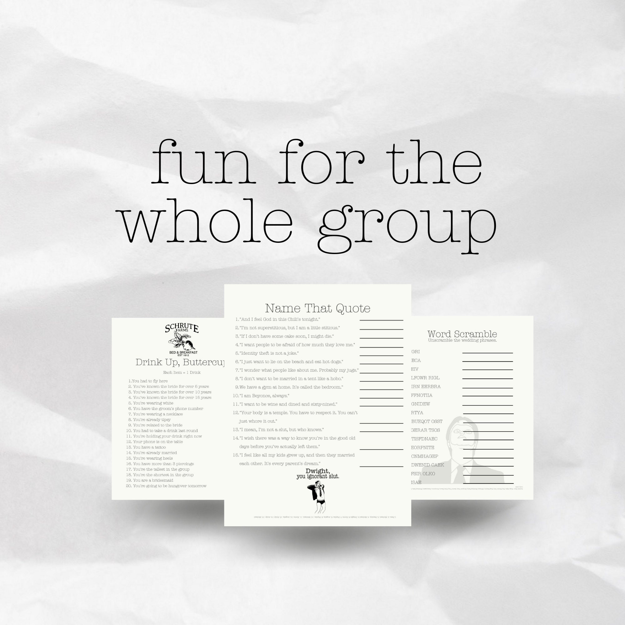 The Office Bachelorette Party Games Beets, Bears, Bachelorette. the ...