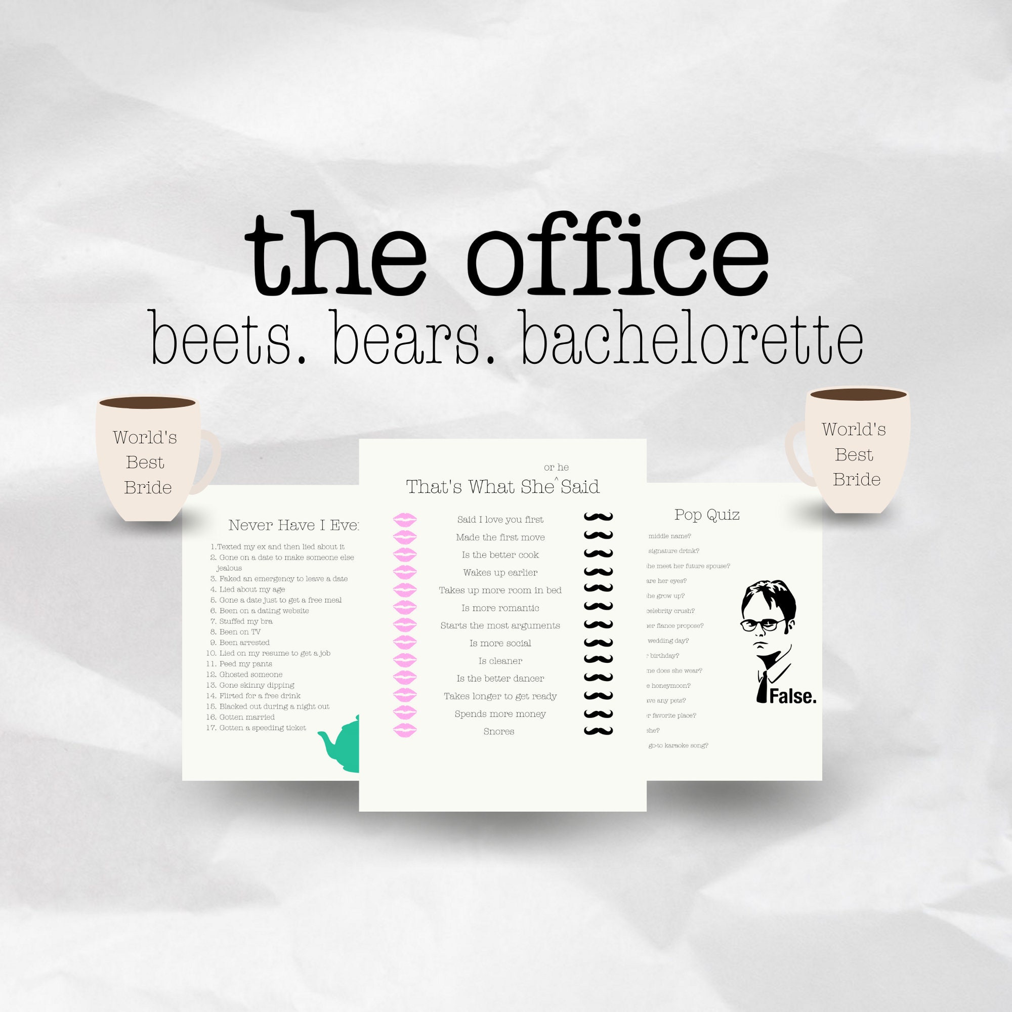 The Office Bachelorette Party Games Beets, Bears, Bachelorette. the ...