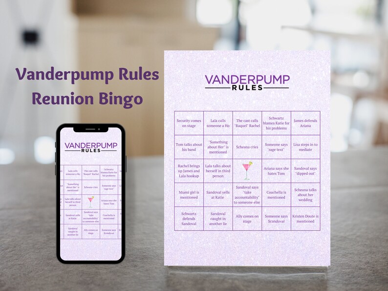 Vanderpump Rules Reunion Bingo Cards: Scandoval Watch Party (download ...