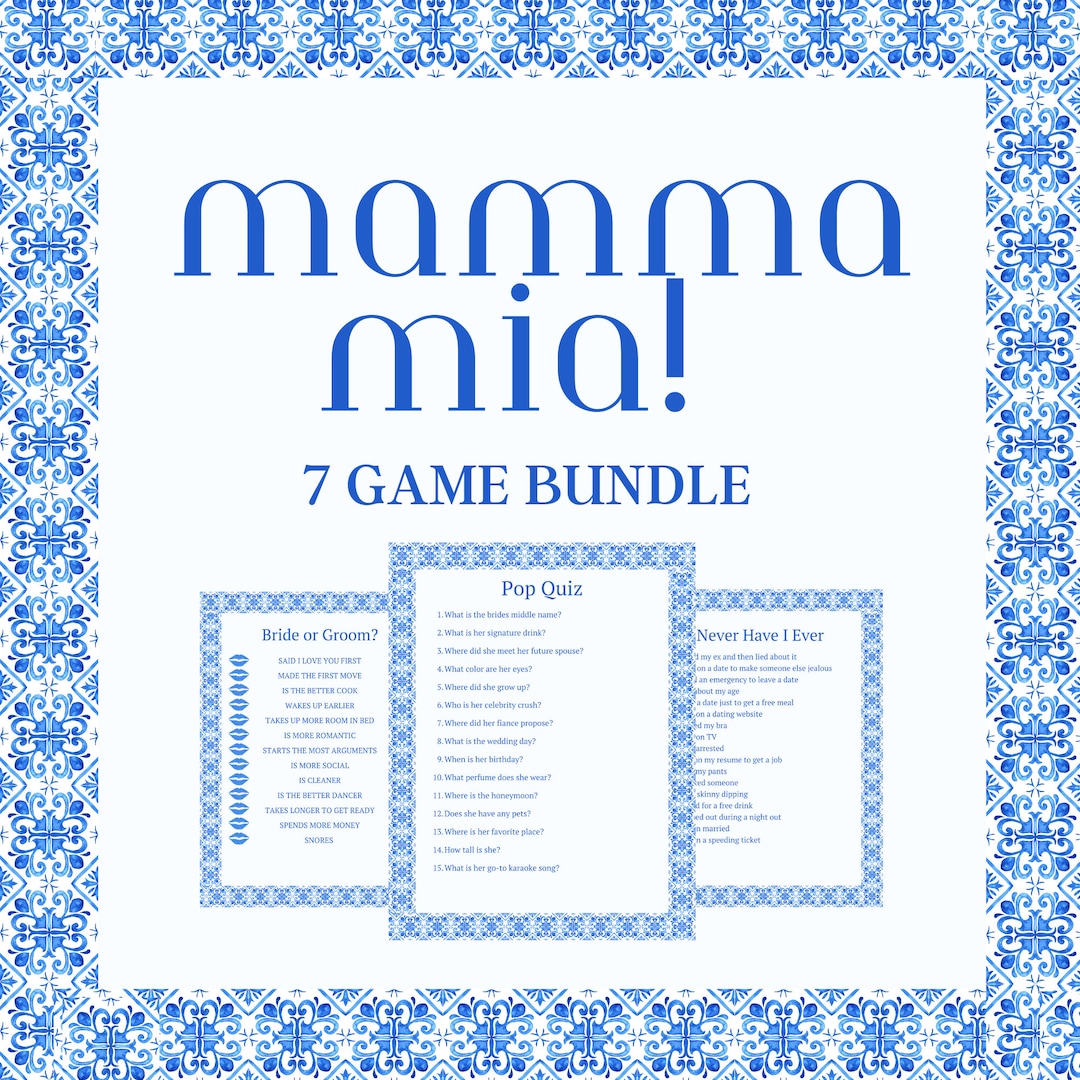 Mamma Mia Bachelorette Party or Bridal Shower Game Bundle | Download ...