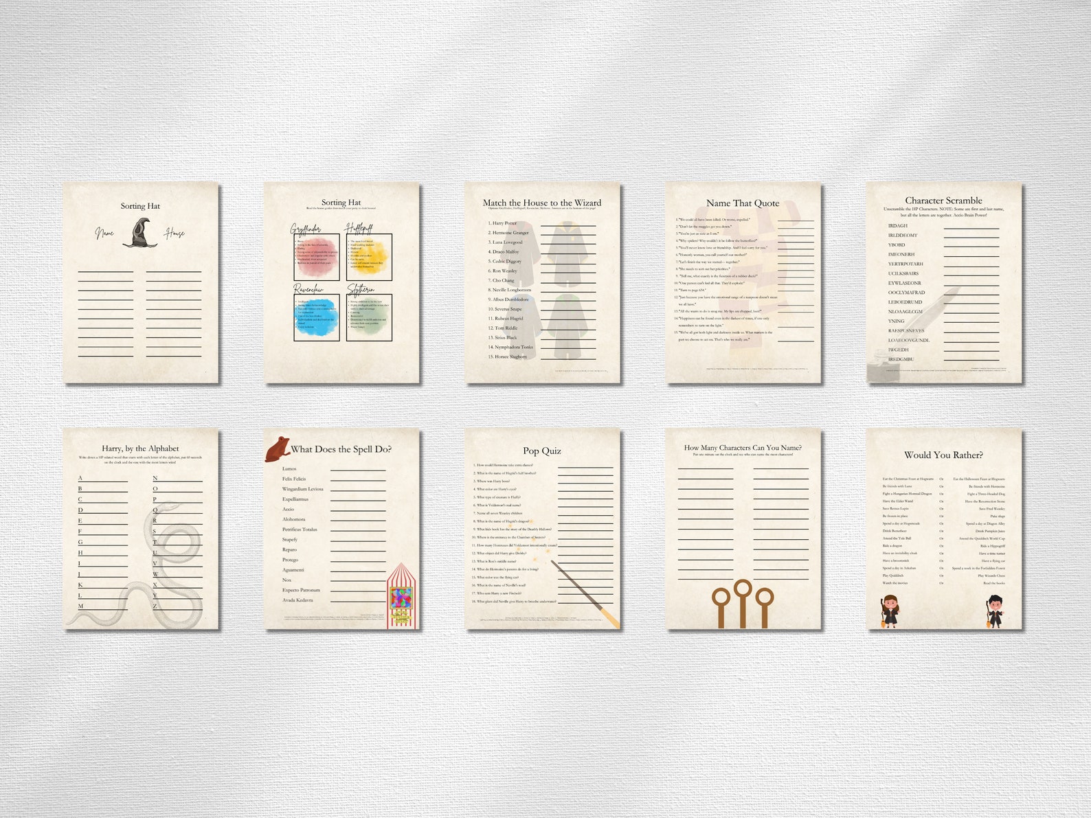 Wizard Party Games Bundle Printable Wizard Birthday Party - Etsy