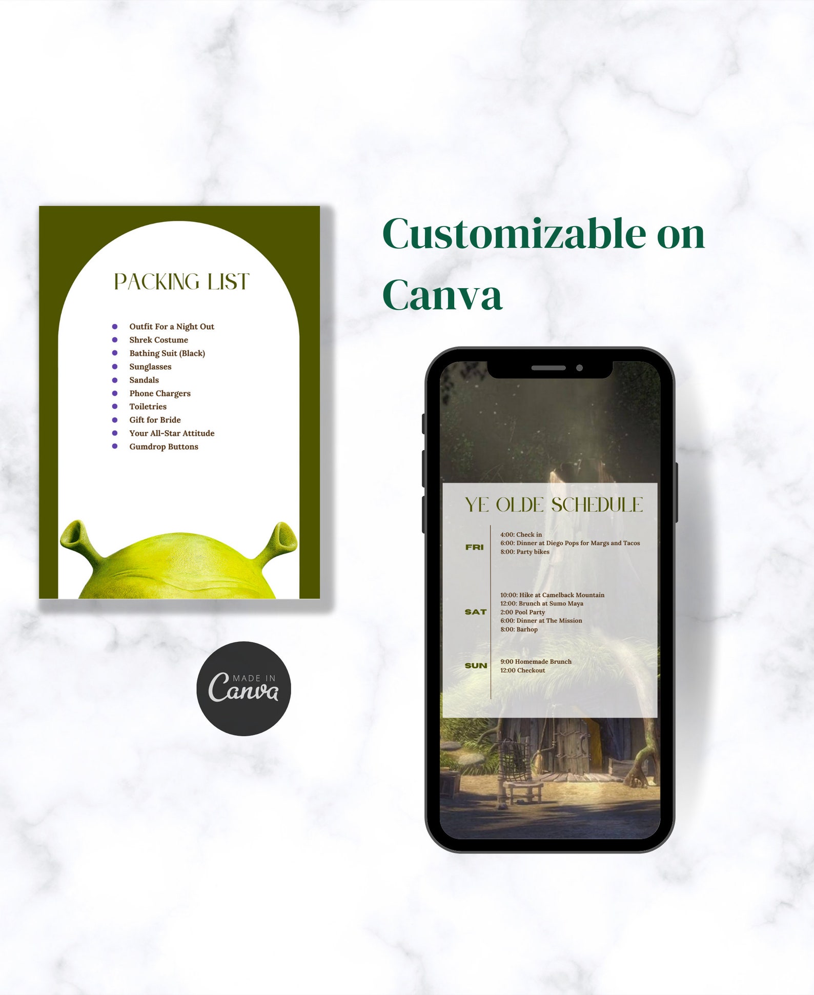 Shrek Bachelorette Party | Last Romp in the Swamp | Customizable Canva ...