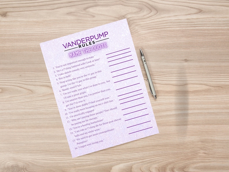 Vanderpump Rules Game | Guess the Quote | VPR Watch Party | #1 Guy - Etsy