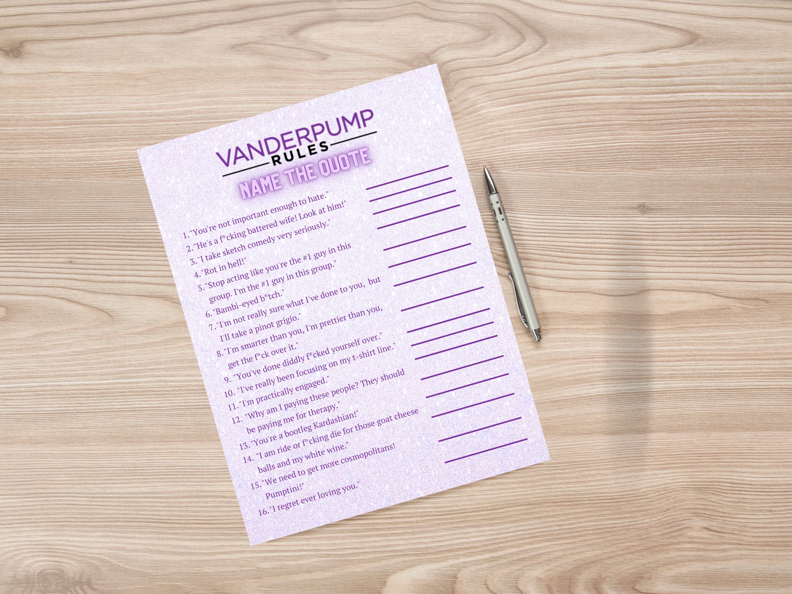 Vanderpump Rules Game | Guess the Quote | VPR Watch Party | #1 Guy - Etsy
