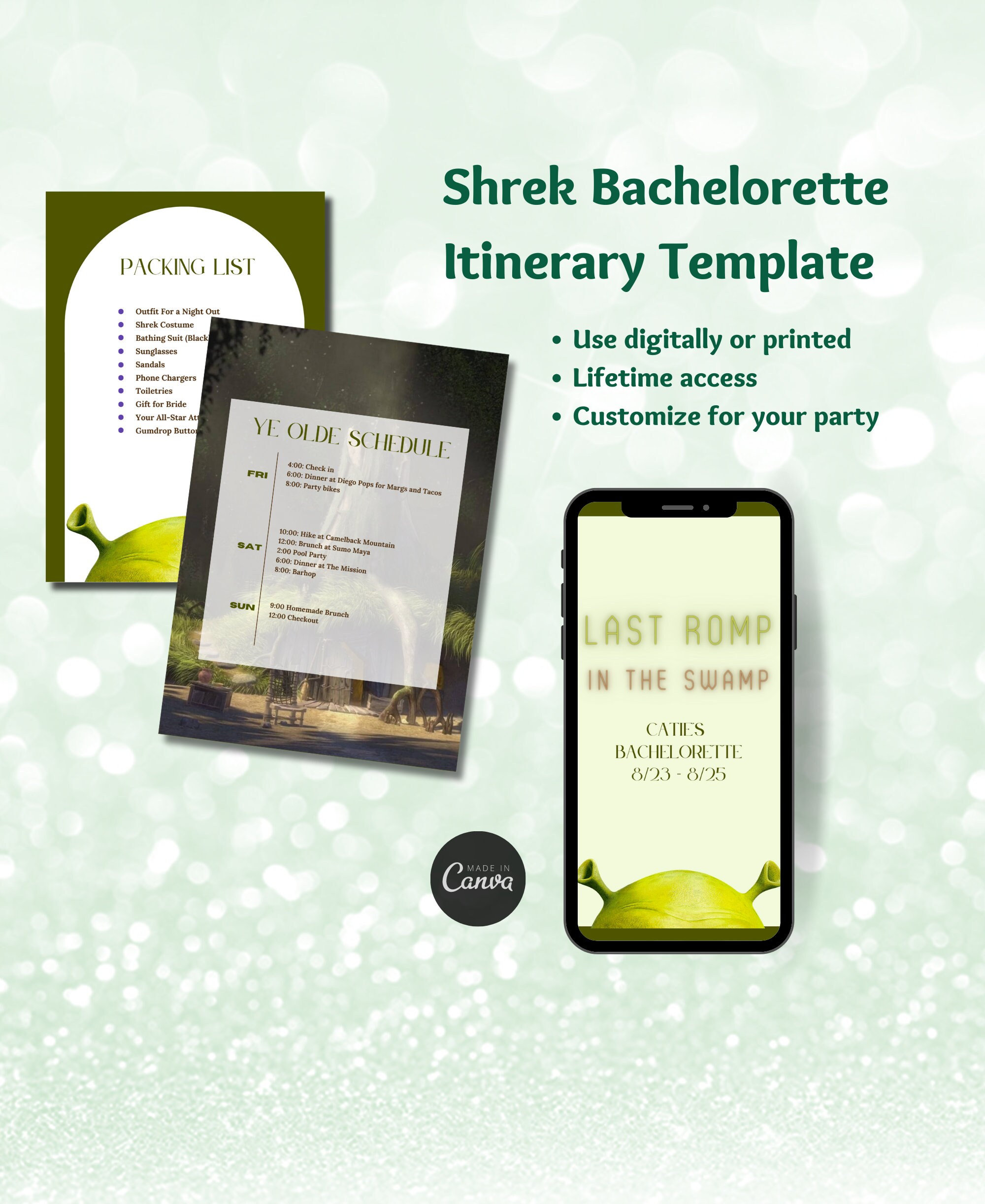 Shrek Bachelorette Party | Last Romp in the Swamp | Customizable Canva ...