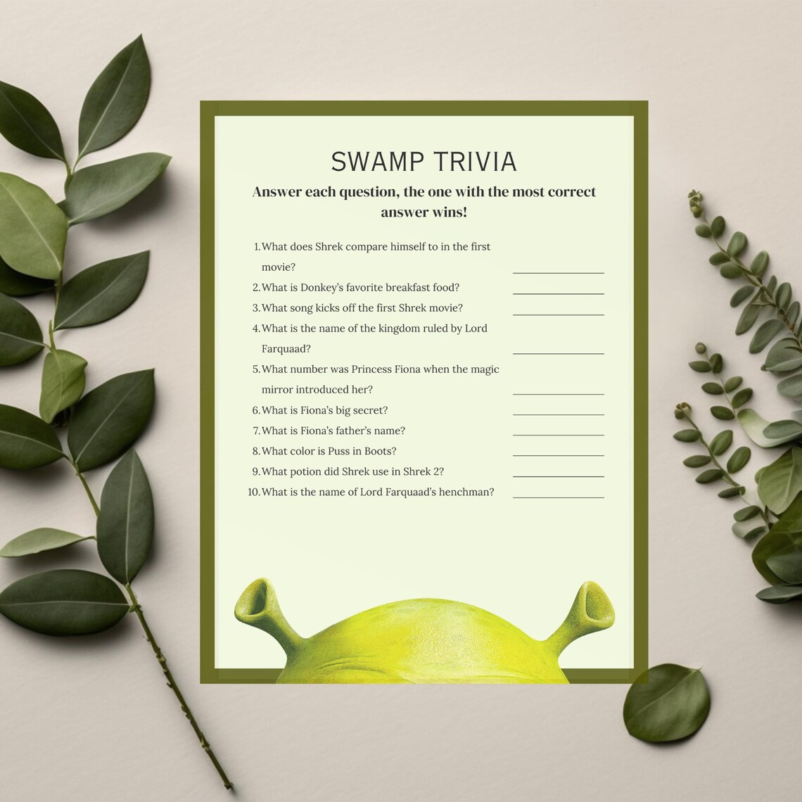 Last Romp in the Swamp | Shrek Bachelorette Party Games | Customizable ...