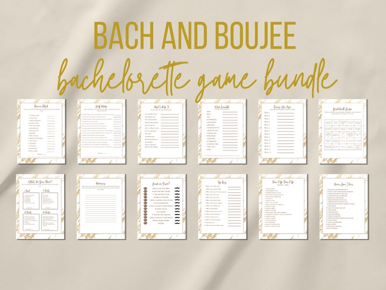 Bach and Boujee Bachelorette Party Games Gold Bachelorette Minimalist ...