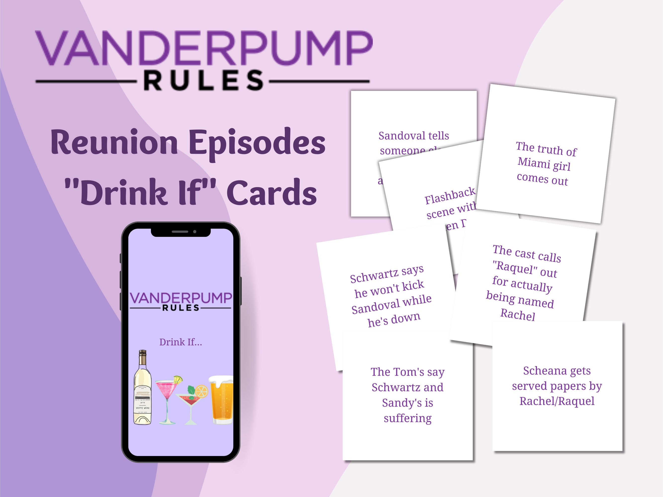 Vanderpump Rules Reunion Game Bundle: Bingo, Drinking Game, Quotes ...