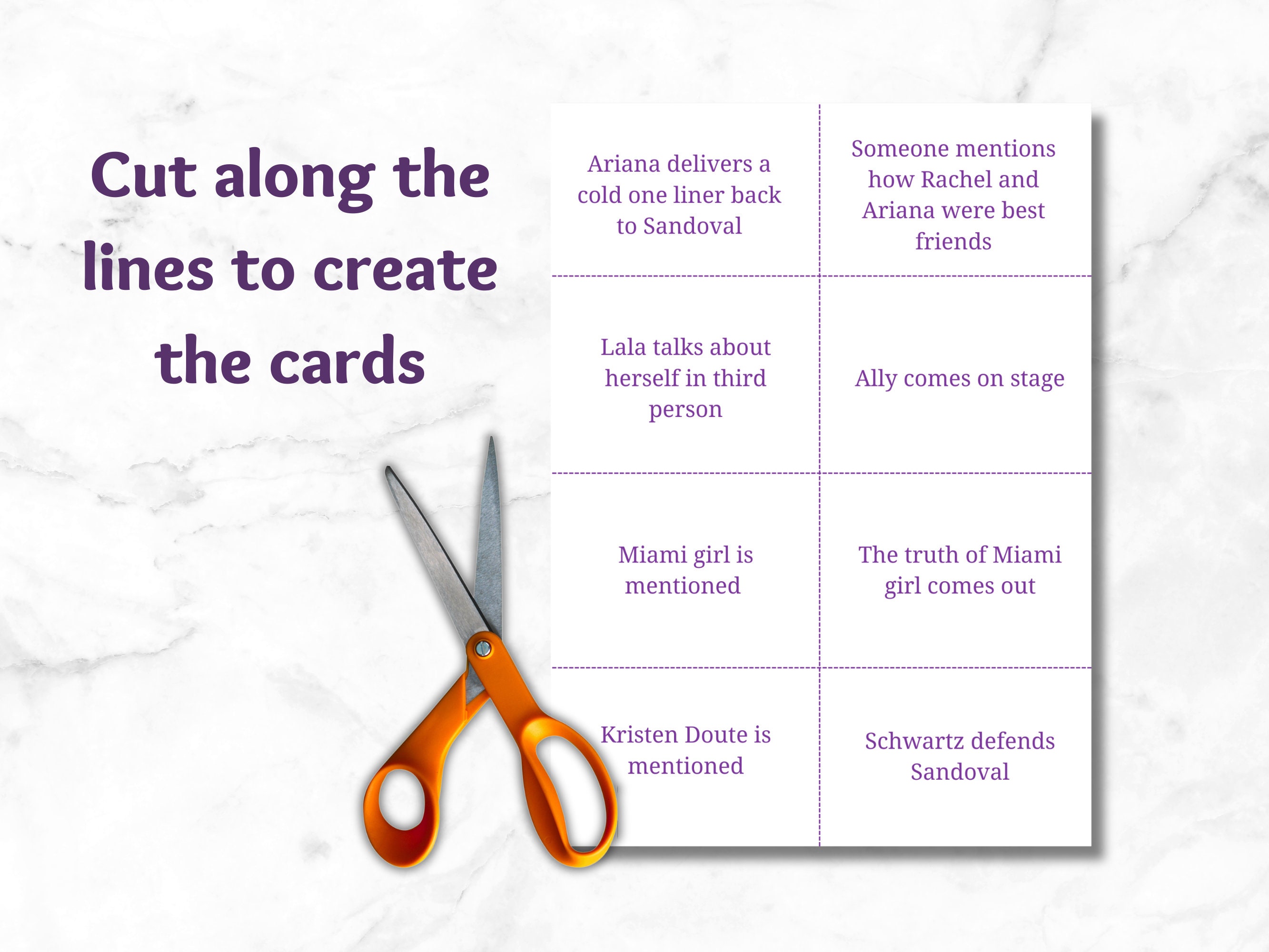 Vanderpump Rules Reunion Game Bundle: Bingo, Drinking Game, Quotes ...