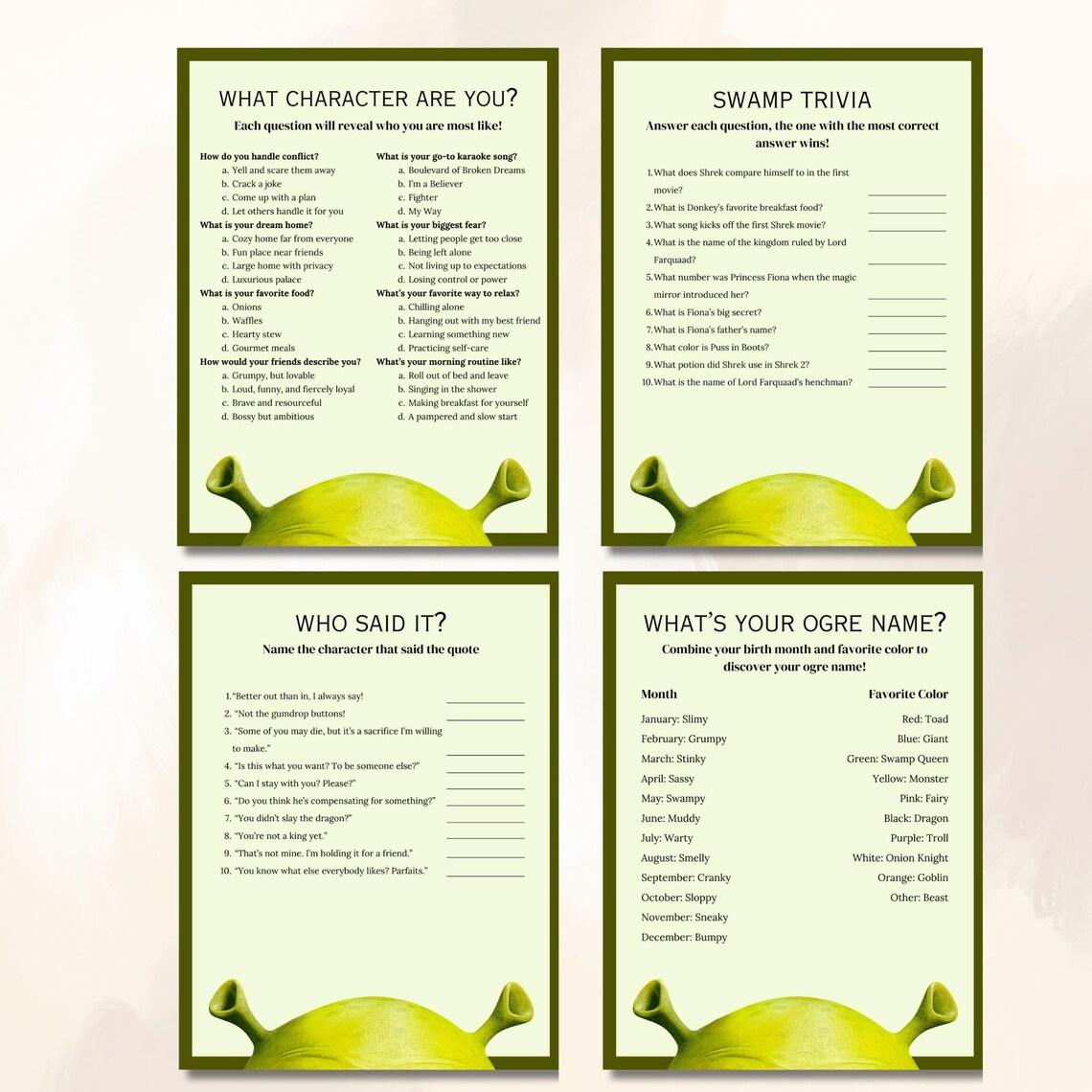 Last Romp in the Swamp | Shrek Bachelorette Party Games | Customizable ...