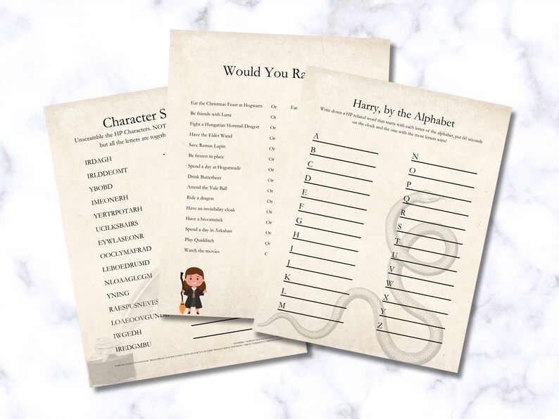 Wizard Party Games Bundle Printable Wizard Birthday Party - Etsy