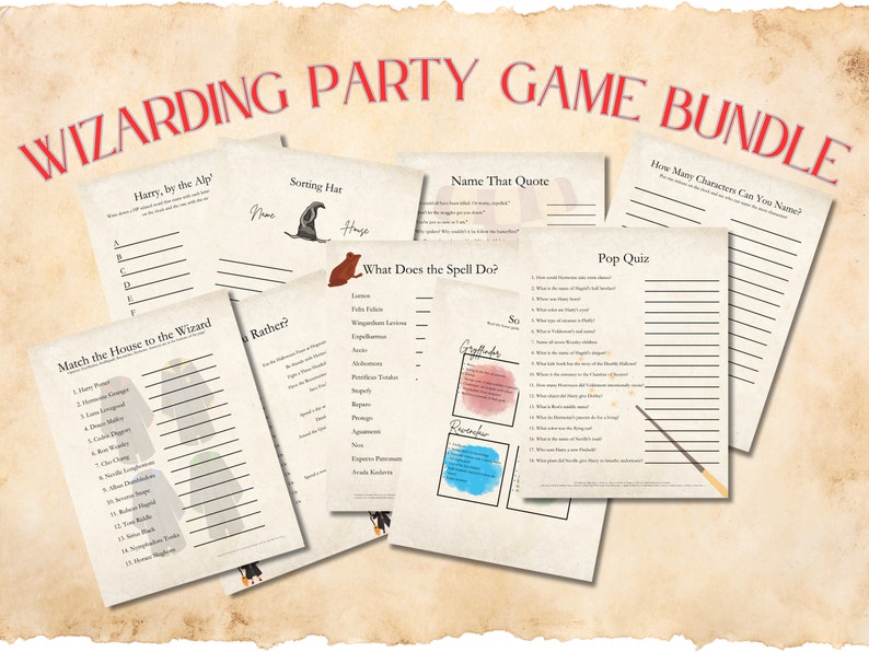 Wizard Party Games Bundle Printable Wizard Birthday Party - Etsy