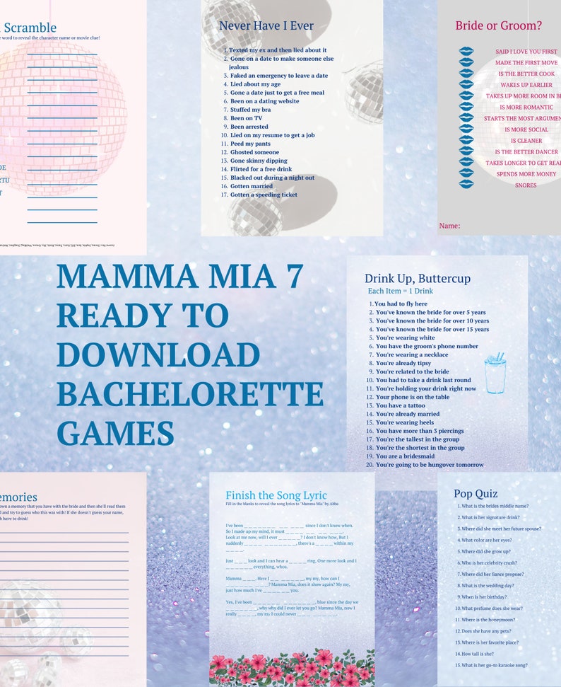 Mamma Mia Bachelorette Party Games Bundle (PDF Download) - Etsy