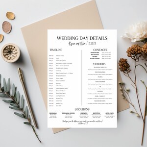 Editable Wedding Day Timeline Template (PDF) - Etsy