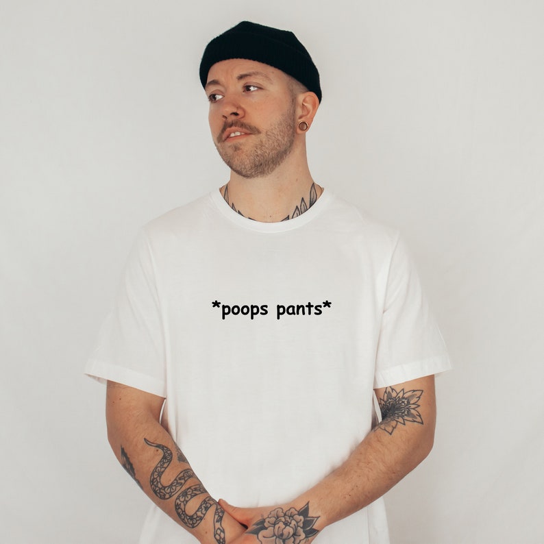 Poops Pants Funny Adult T-shirt Unisex Tee Humorous Clothing Novelty ...