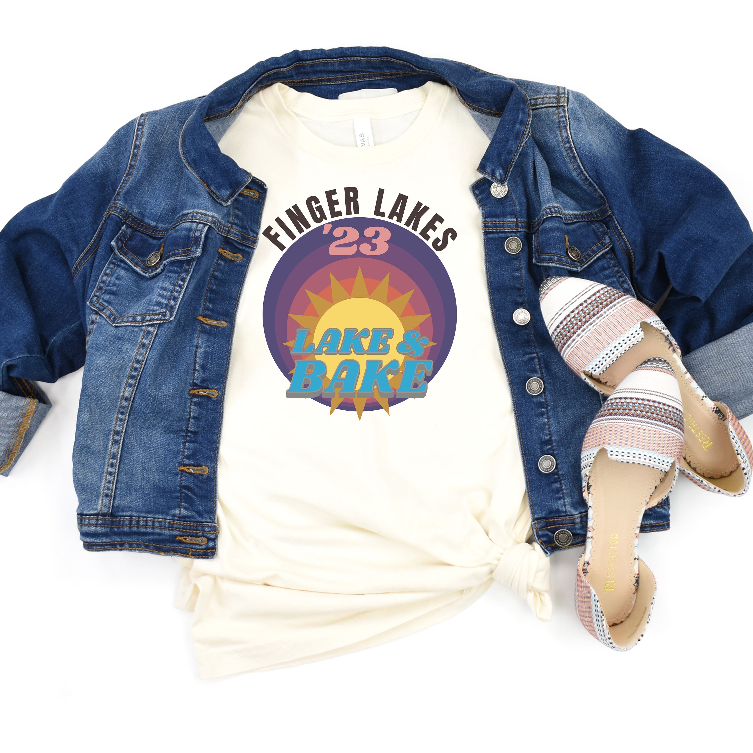 Lake & Bake: Finger Lakes Summer T-shirt With Vintage Style - Etsy