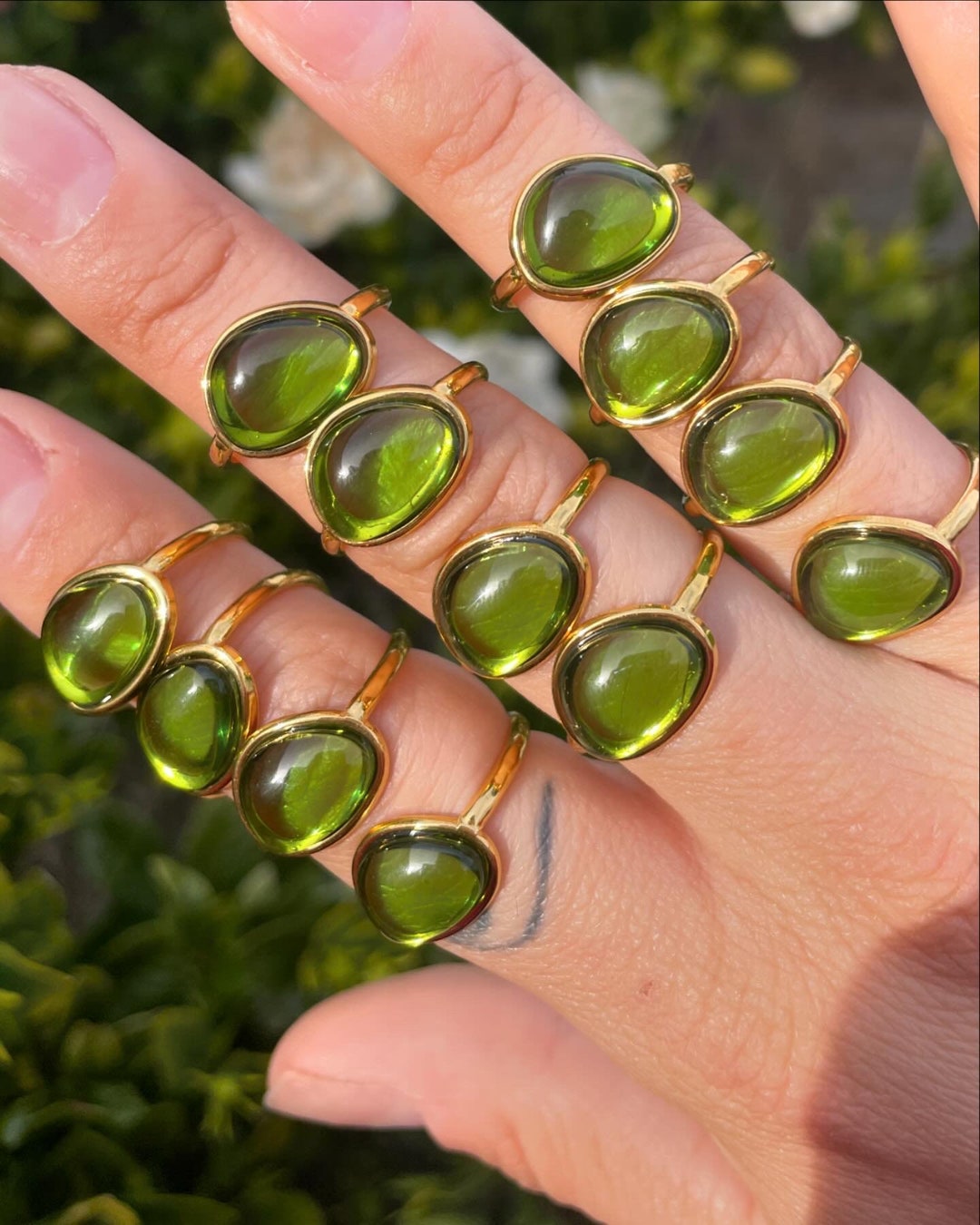 Beautiful Green Translucent 18k Gold Plated Ring - Etsy