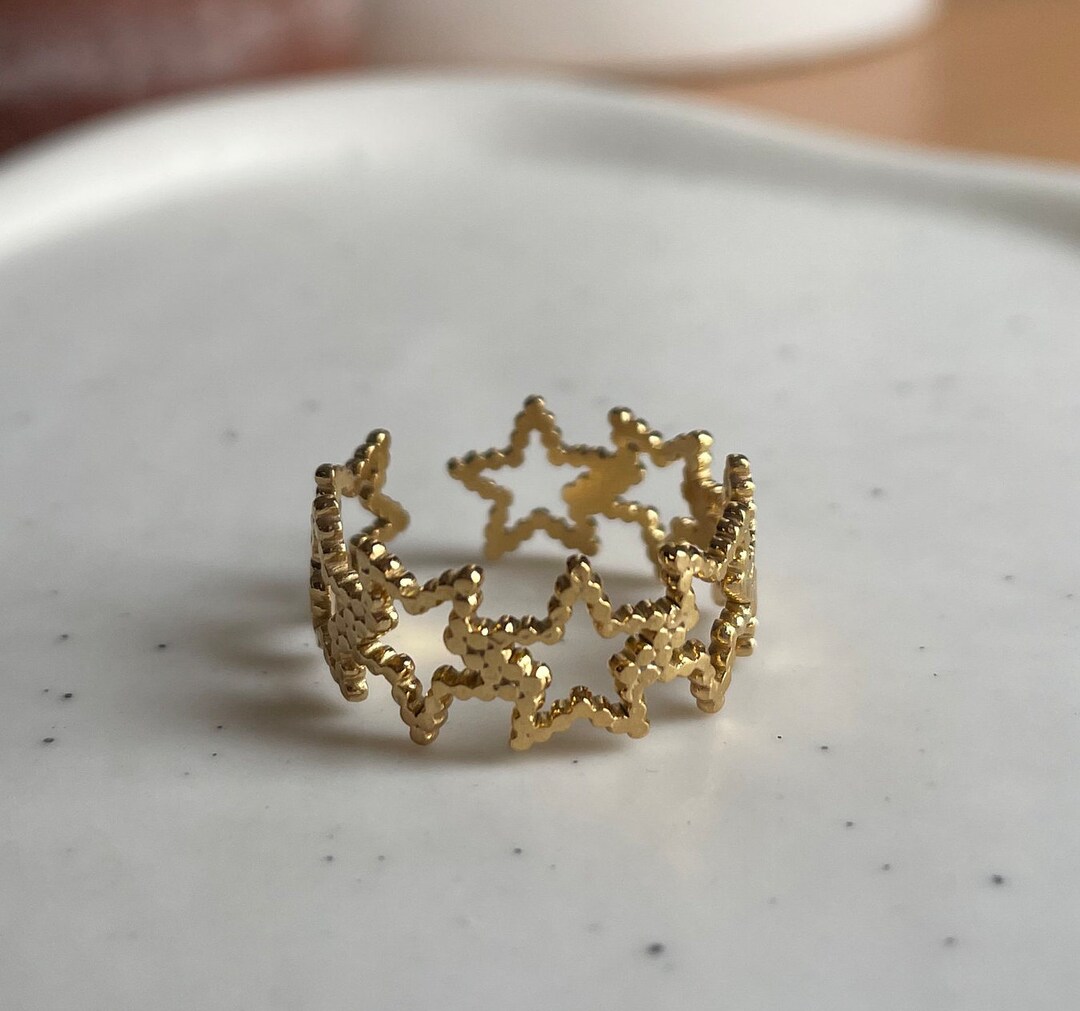 18k Gold Plated Star Ring, Beautiful Star Ring, Bohemian Ring - Etsy