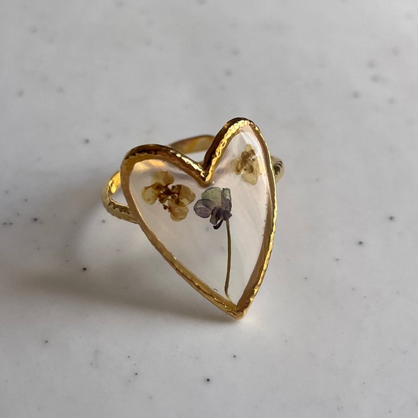 Heart Flower Ring - Etsy