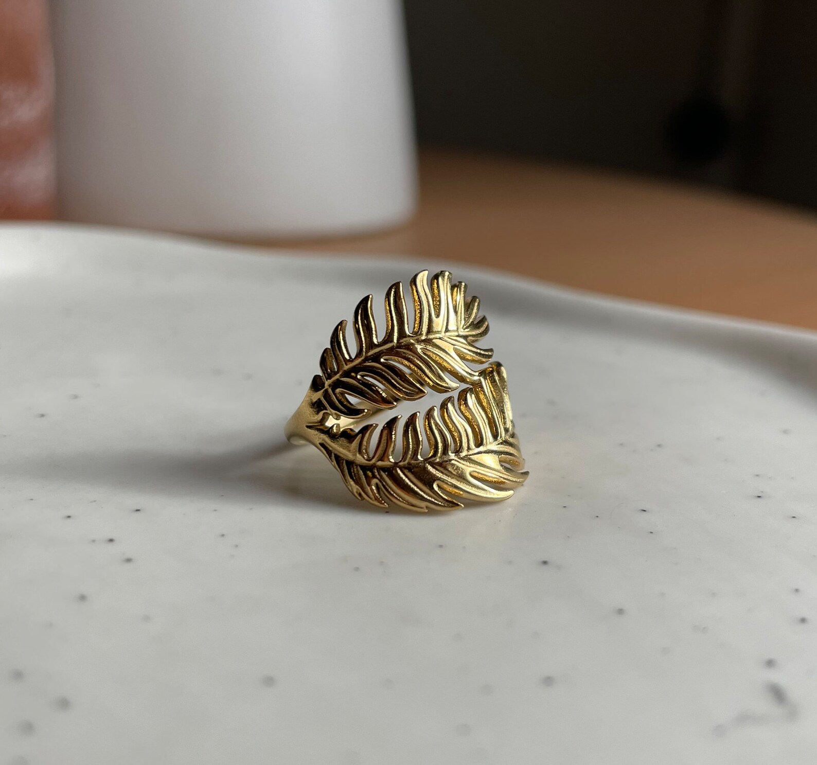 Palm Tree Leaf Ring, Palm Tree Ring, Beach Ring, Summer Ring, 18k Gold ...