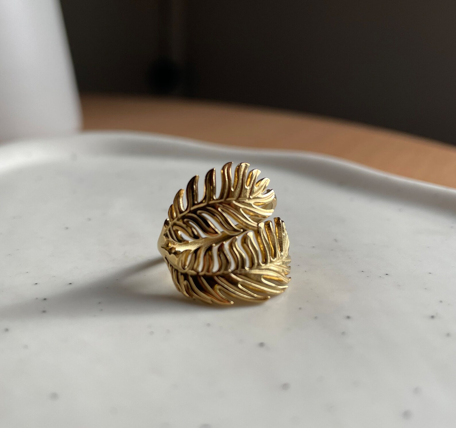 Palm Tree Leaf Ring, Palm Tree Ring, Beach Ring, Summer Ring, 18k Gold ...
