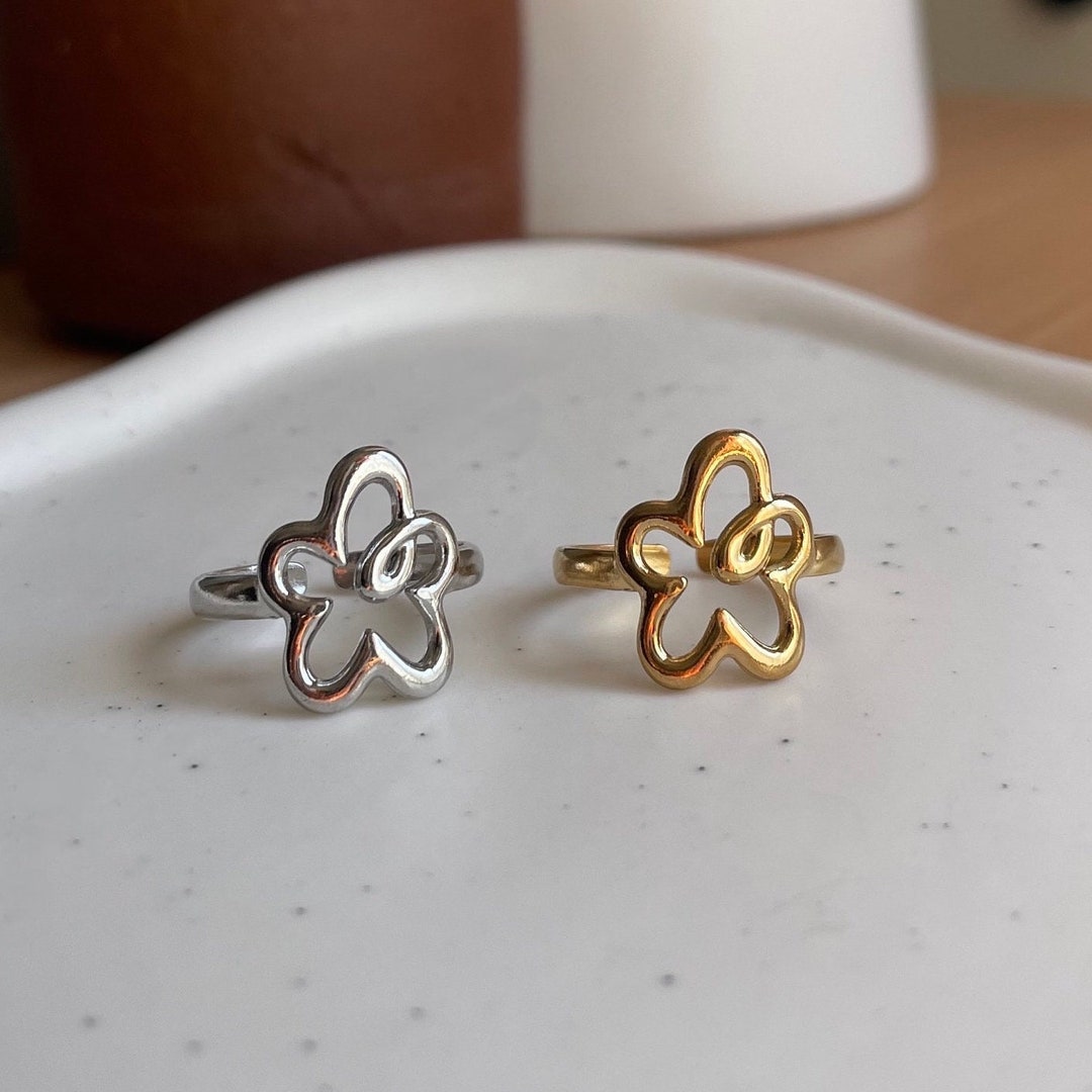 Cartoon Flower Ring, Daisy Flower Ring, Flower Silhouette Ring - Etsy
