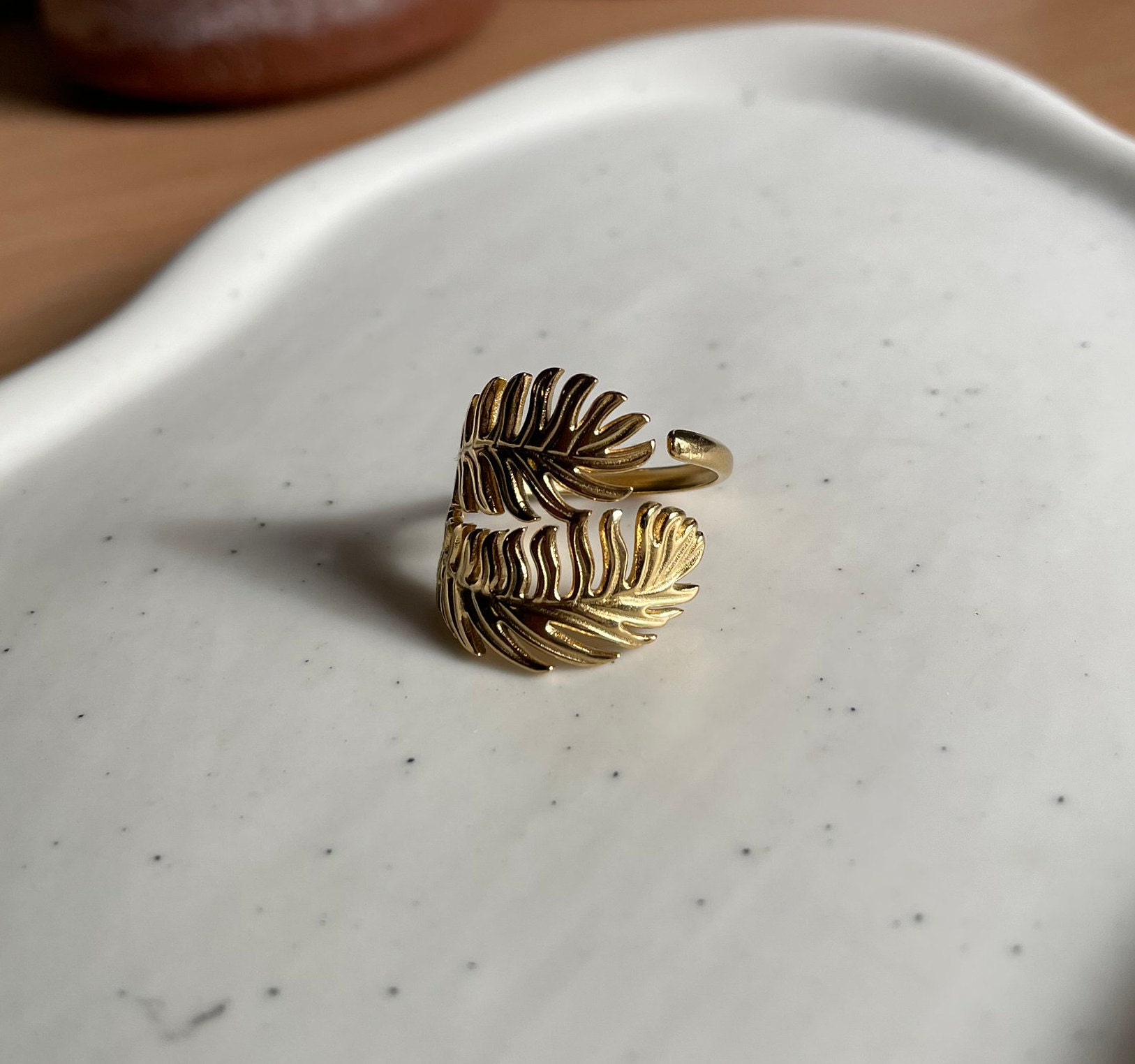 Palm Tree Leaf Ring, Palm Tree Ring, Beach Ring, Summer Ring, 18k Gold ...