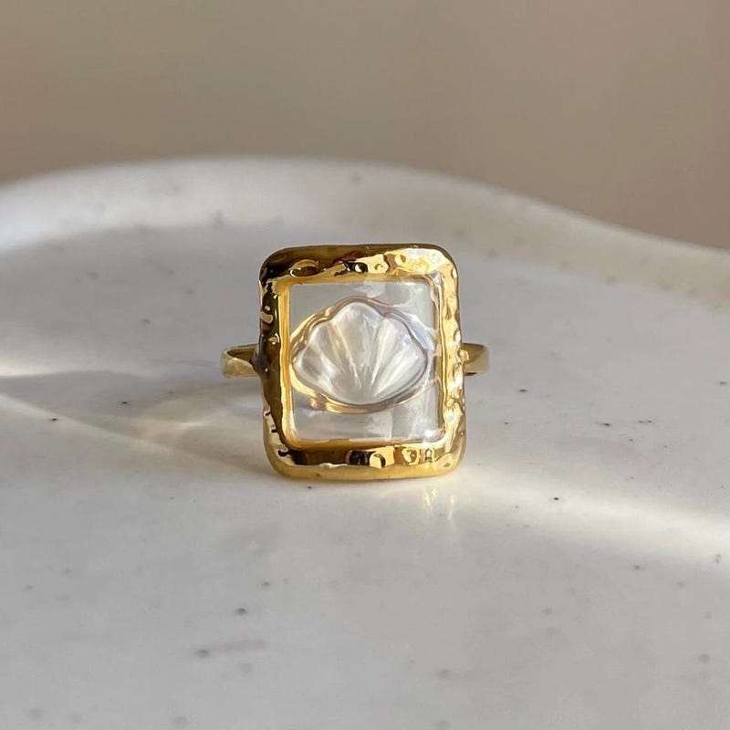 Pearl in Seashell Ring - Etsy