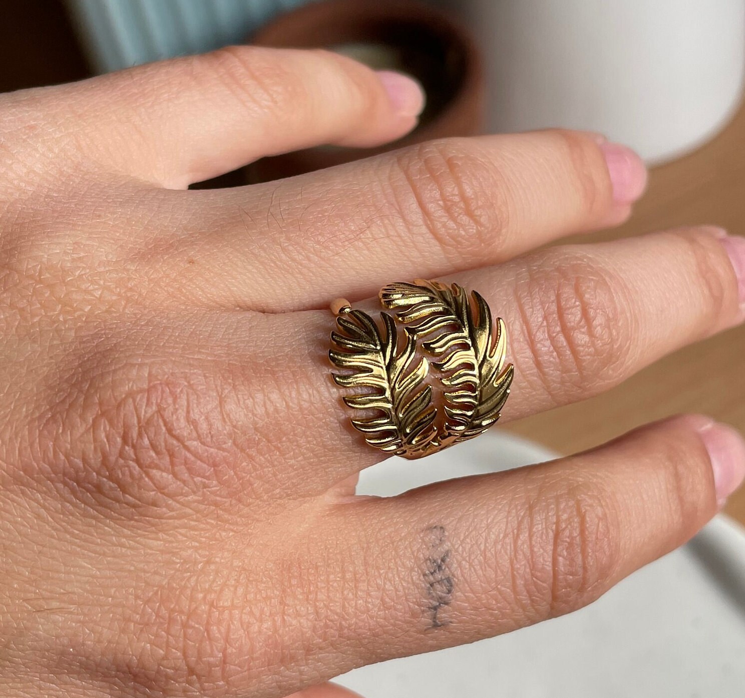 Palm Tree Leaf Ring, Palm Tree Ring, Beach Ring, Summer Ring, 18k Gold ...