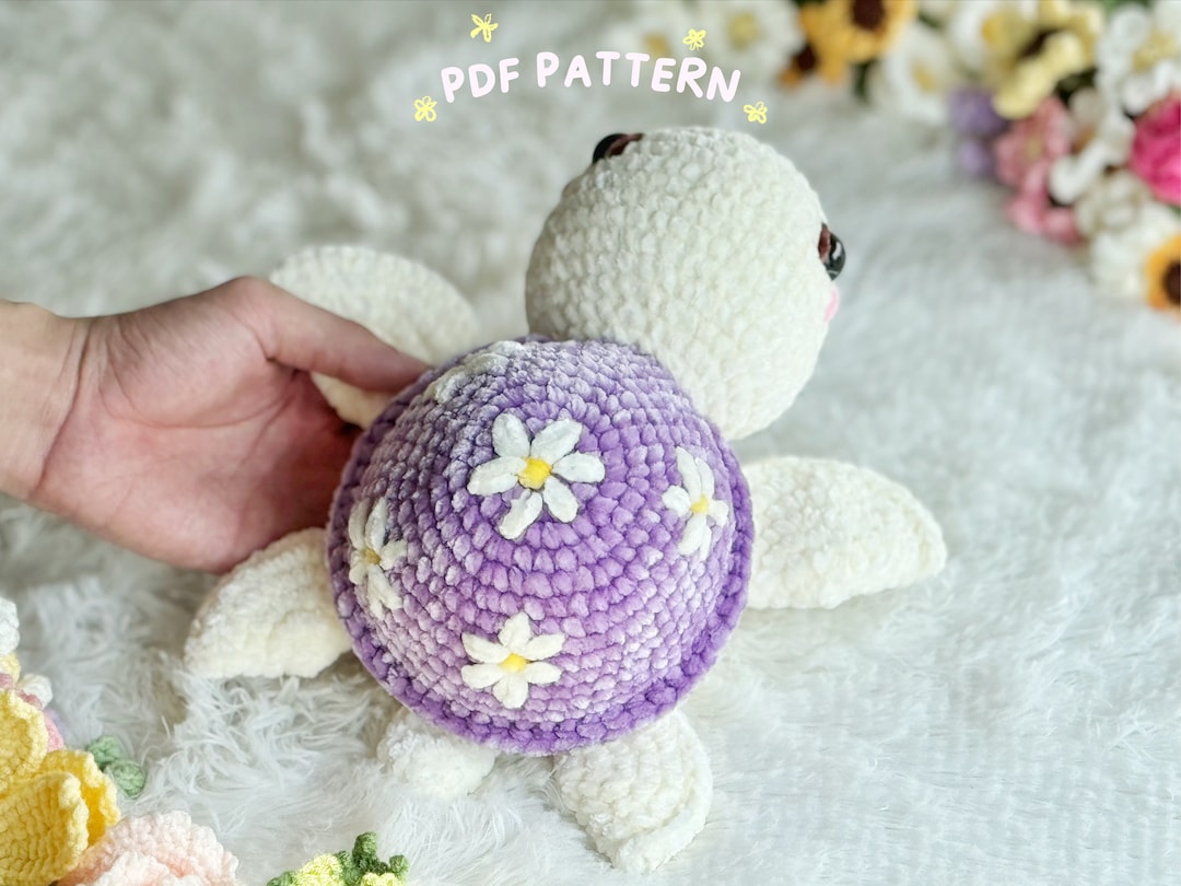 Purple Daisy Turtle Crochet Pattern, Amigurumi Crochet Pattern, Turtle ...