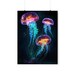 Glowing Jellyfish Poster Glowing Jellyfish Print Neon Jellyfish Art ...