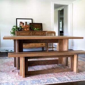 White Oak Dining Table and Bench Solid Wood Handmade - Etsy