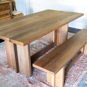 White Oak Dining Table and Bench Solid Wood Handmade - Etsy