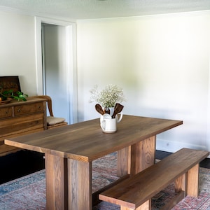 White Oak Dining Table and Bench Solid Wood Handmade - Etsy