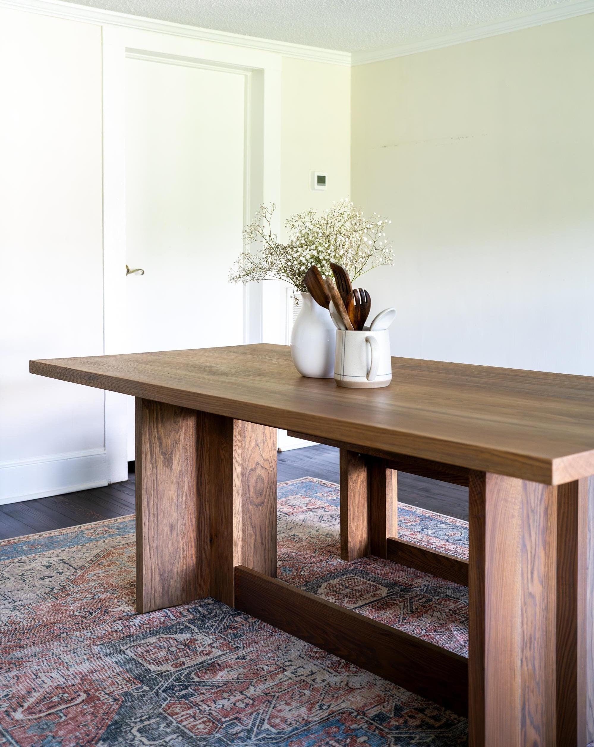 White Oak Dining Table and Bench Solid Wood Handmade - Etsy