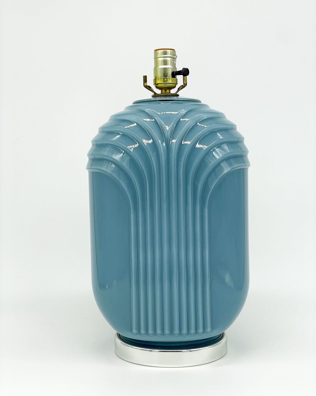 Vintage 80s Pleated Art Deco Baby Blue Lamp Base - Etsy
